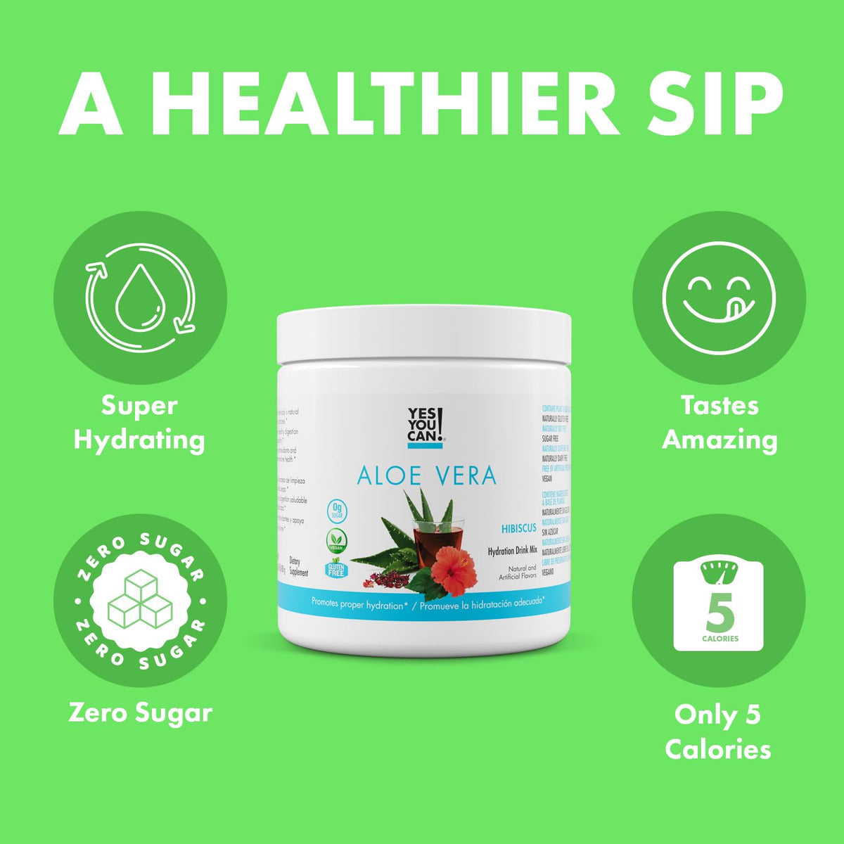 Hibiscus flavoured aloe vera beverage