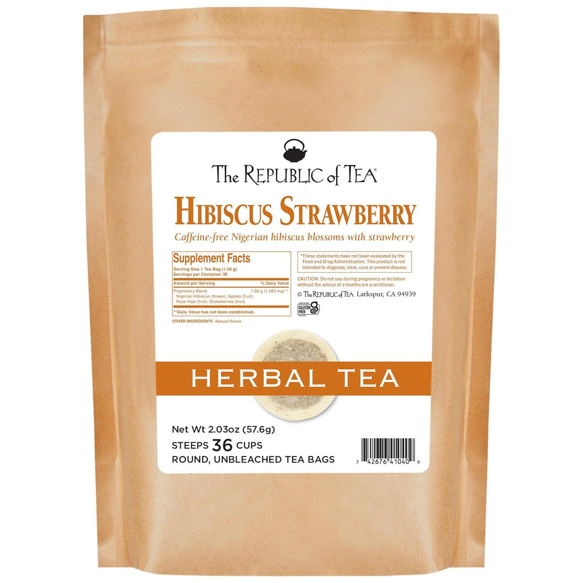 Hibiscus strawberry herbal tea bags