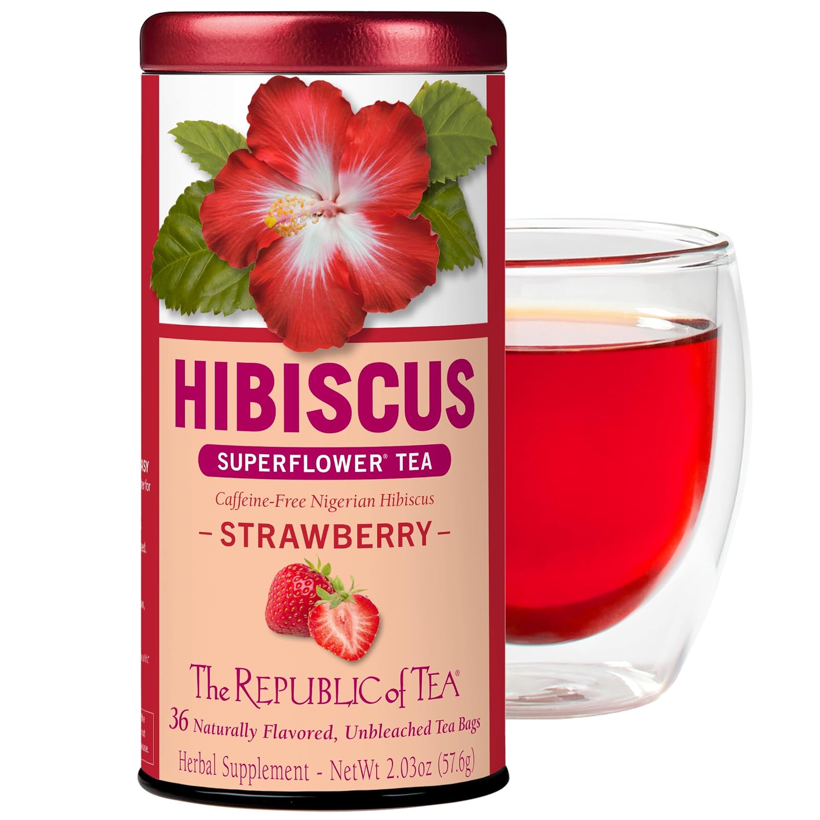 Hibiscus strawberry herbal tea bags