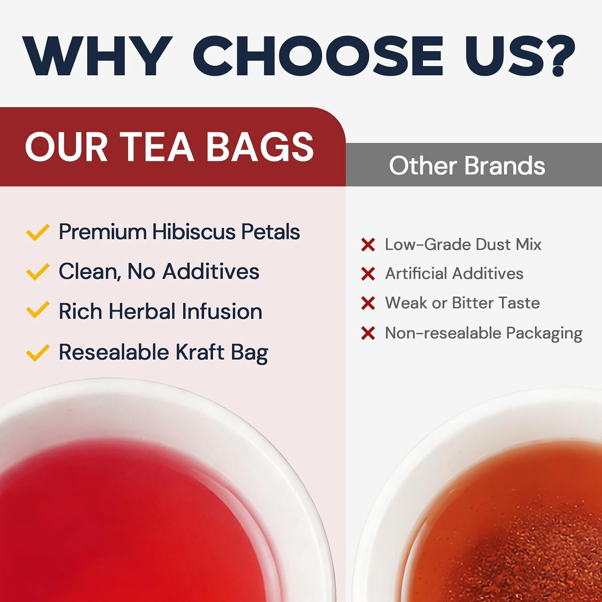 Hibiscus tea bags for iced beverages