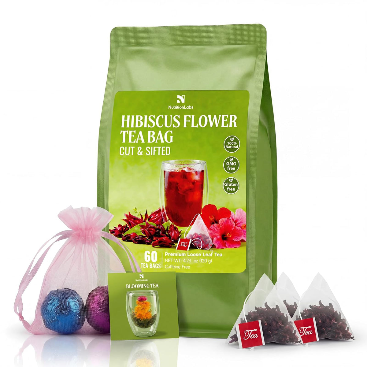 Hibiscus tea bags for refreshing brew
