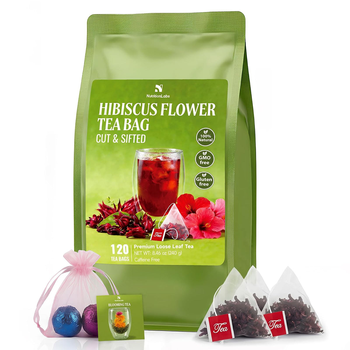 Hibiscus tea bags for relaxation
