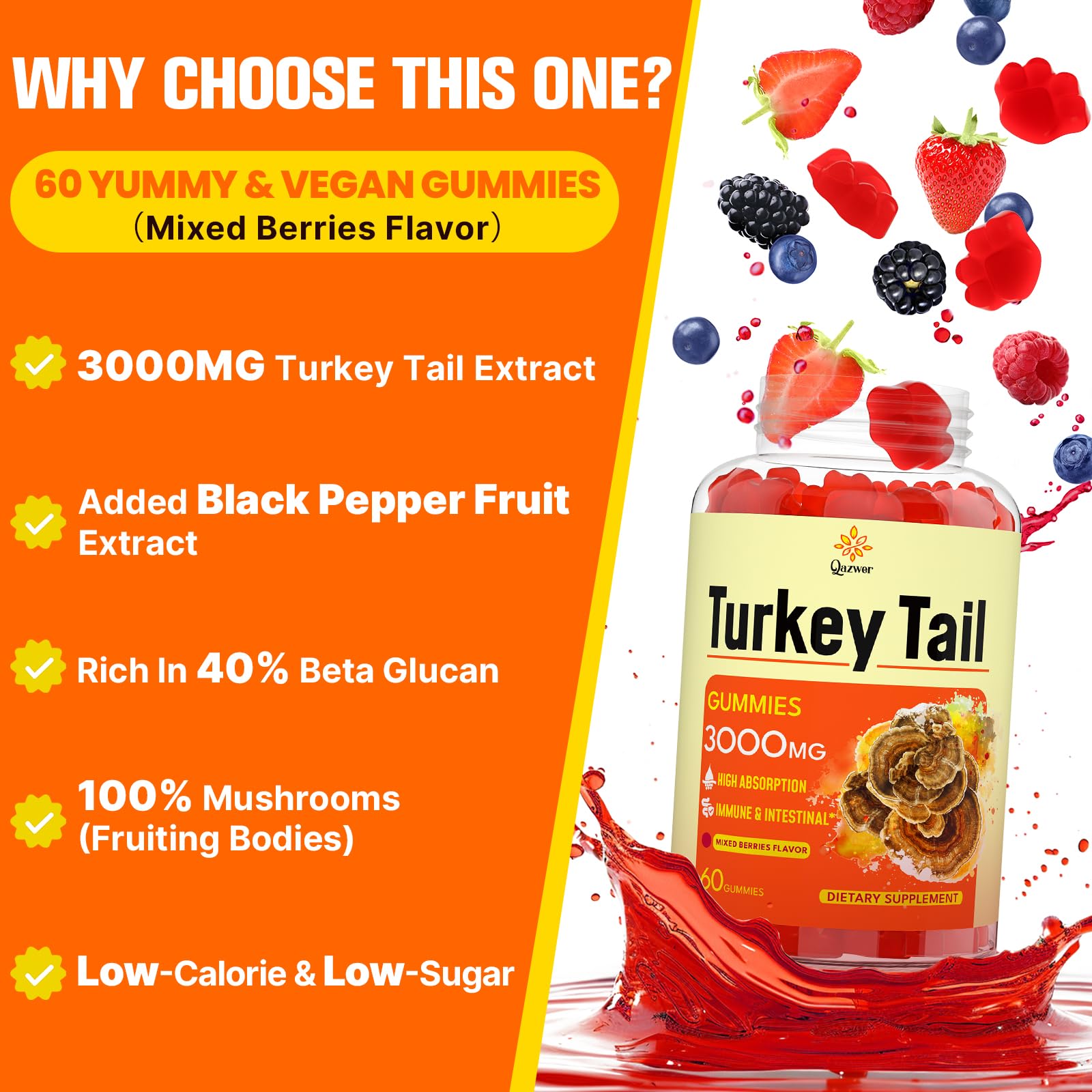 high beta glucans Turkey Tail mushroom gummies