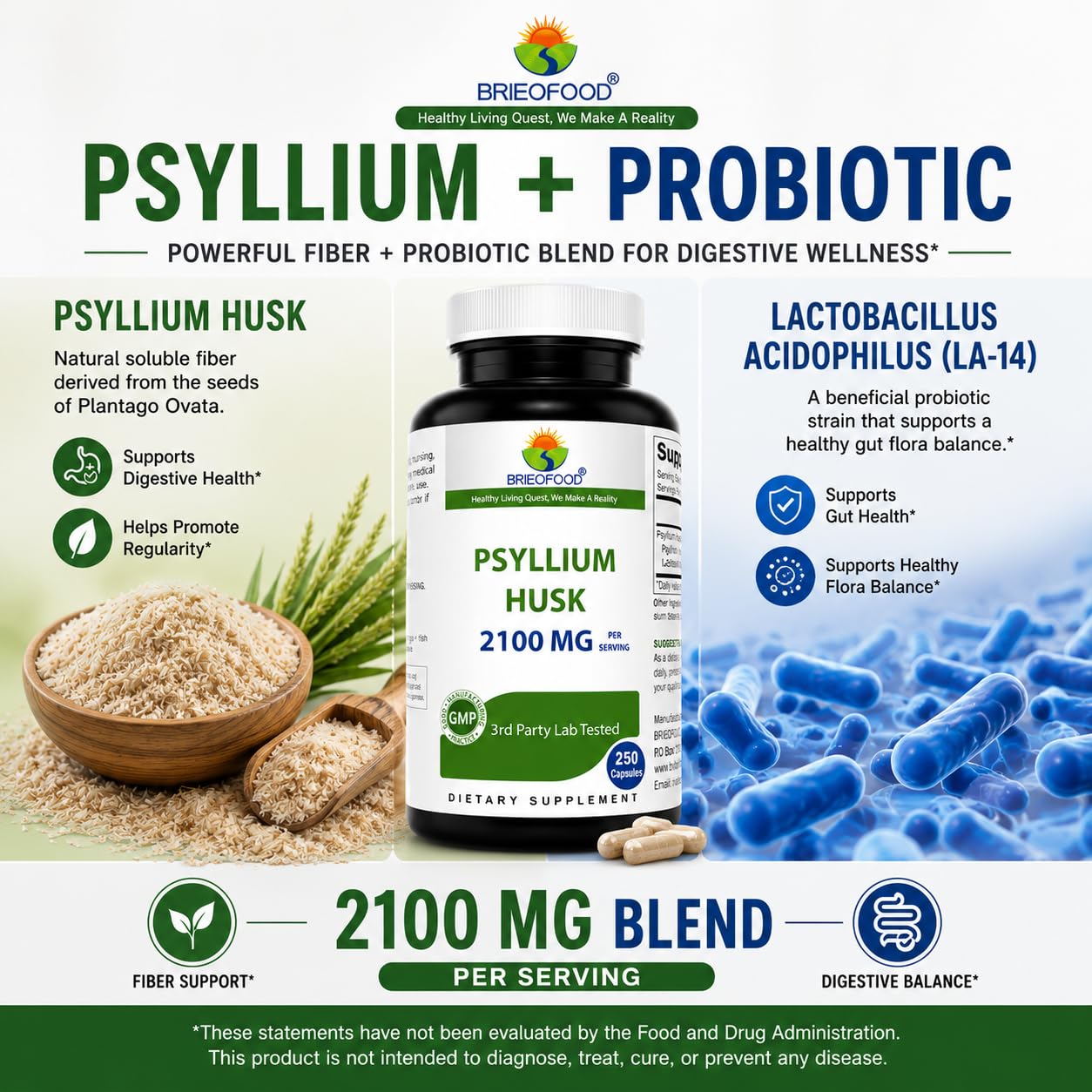 High-fiber psyllium for digestive comfort