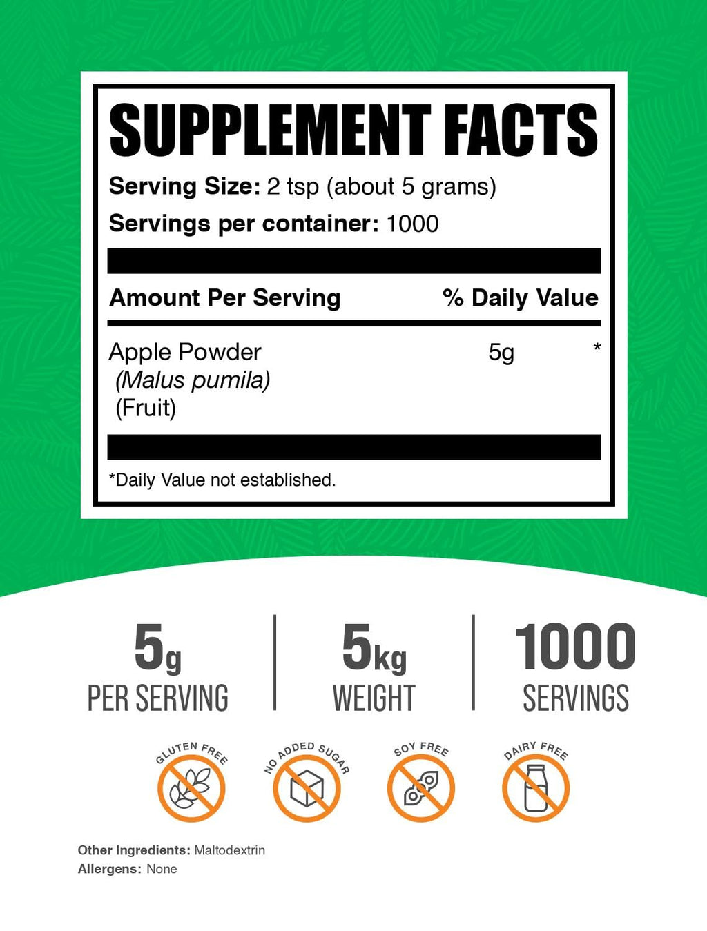 High-fibre BulkSupplements Apple Powder