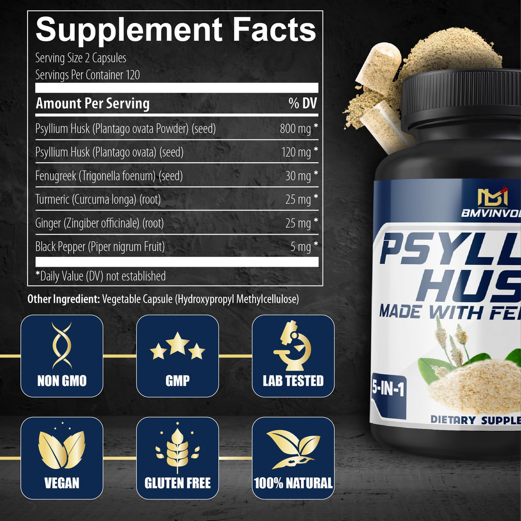 high-fibre psyllium capsules with turmeric