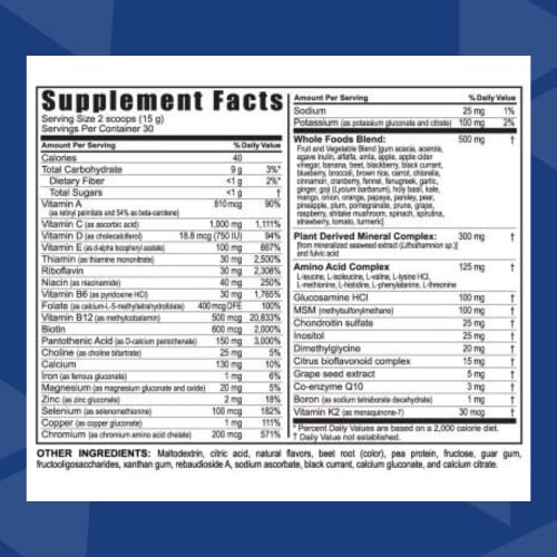 High ORAC value multi-vitamin pack