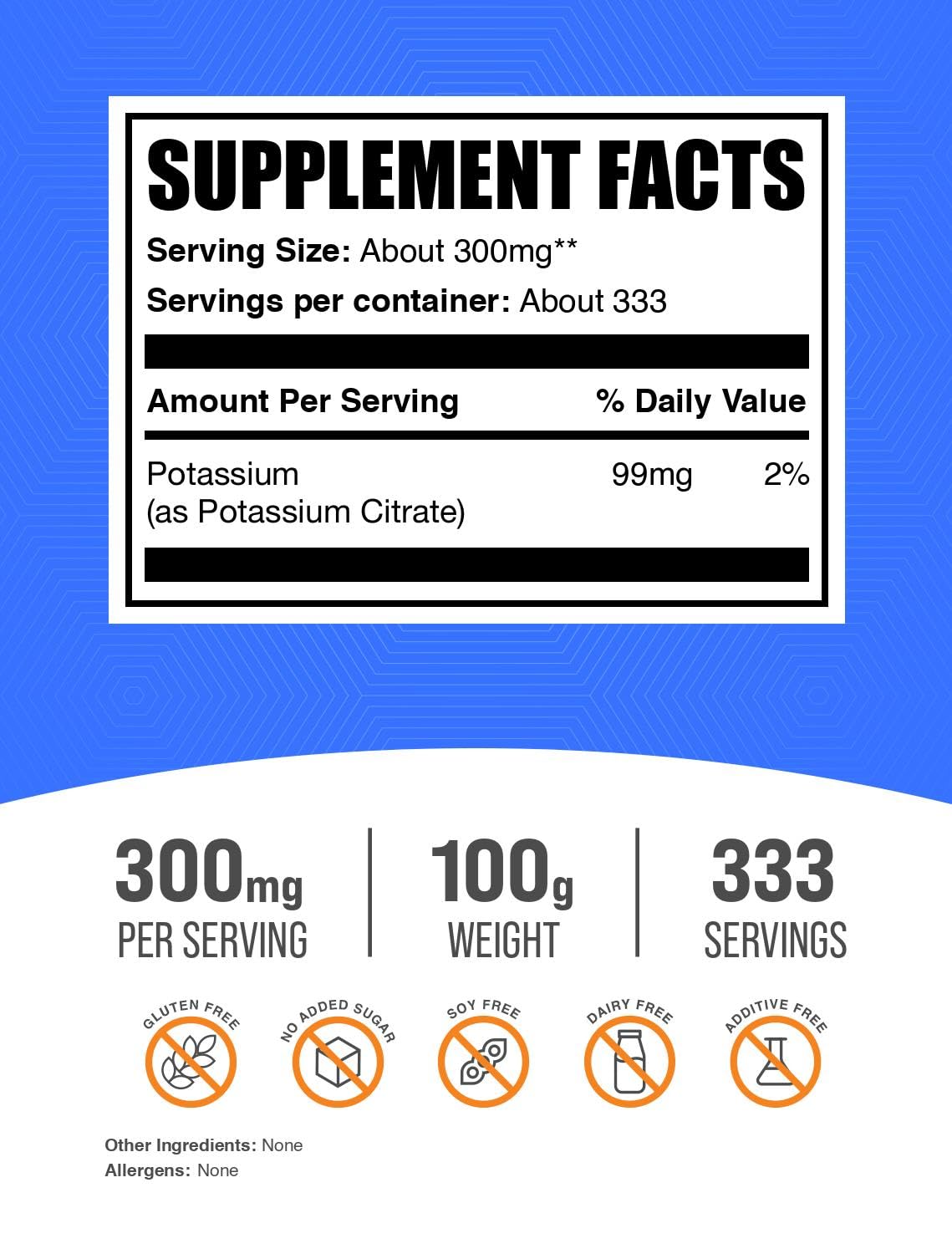 High potassium content for energy