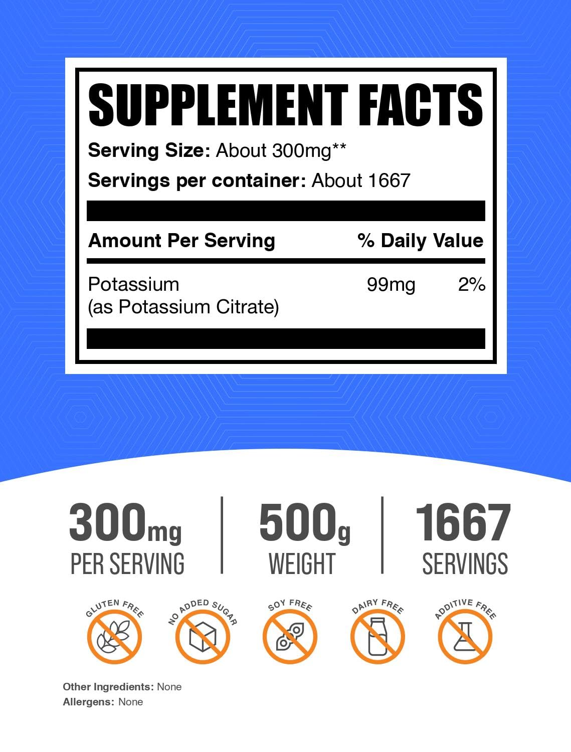 High potassium supplement for energy