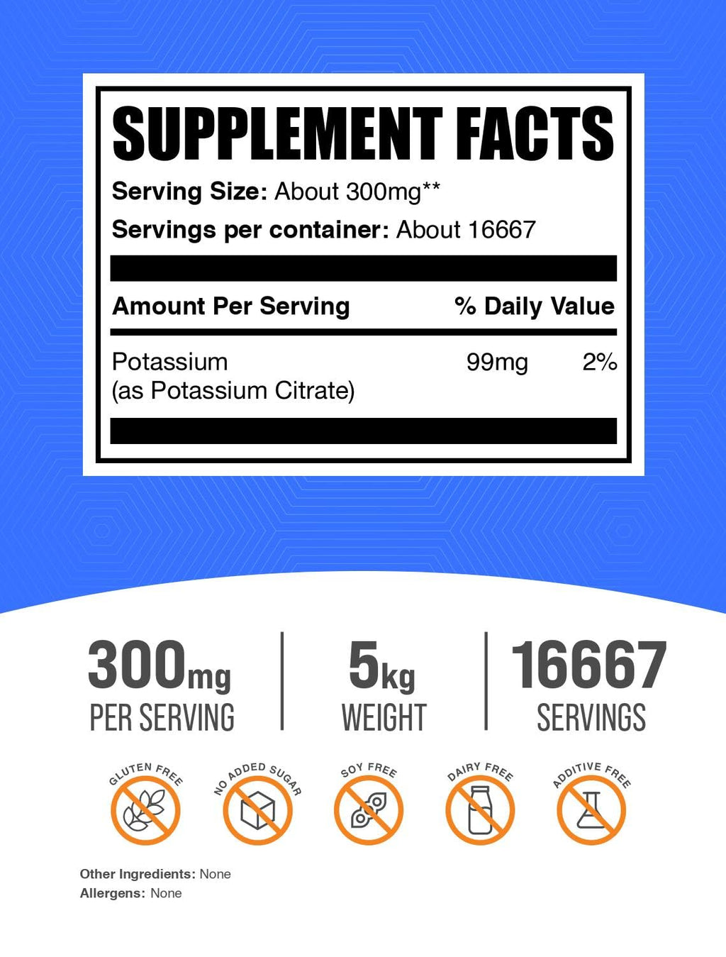 High potassium supplement for energy