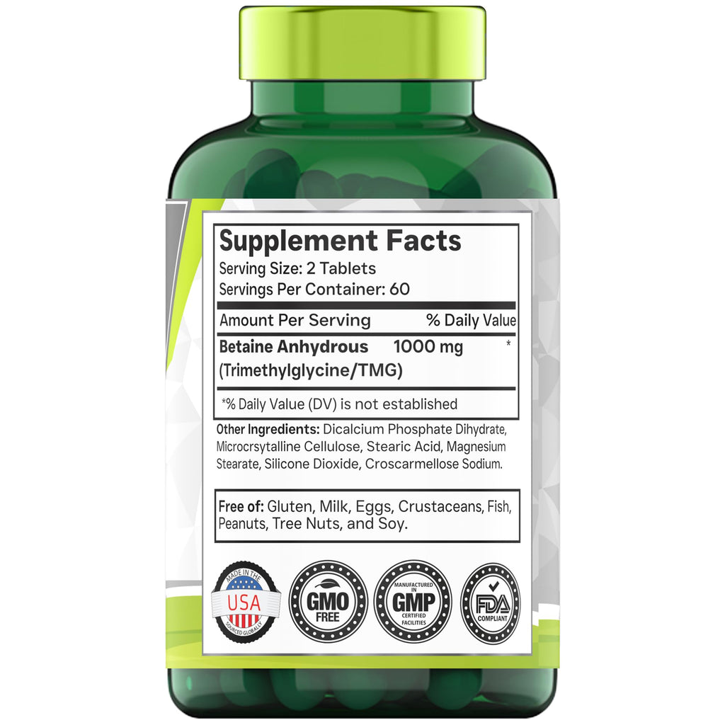 high potency 1000mg TMG tablets