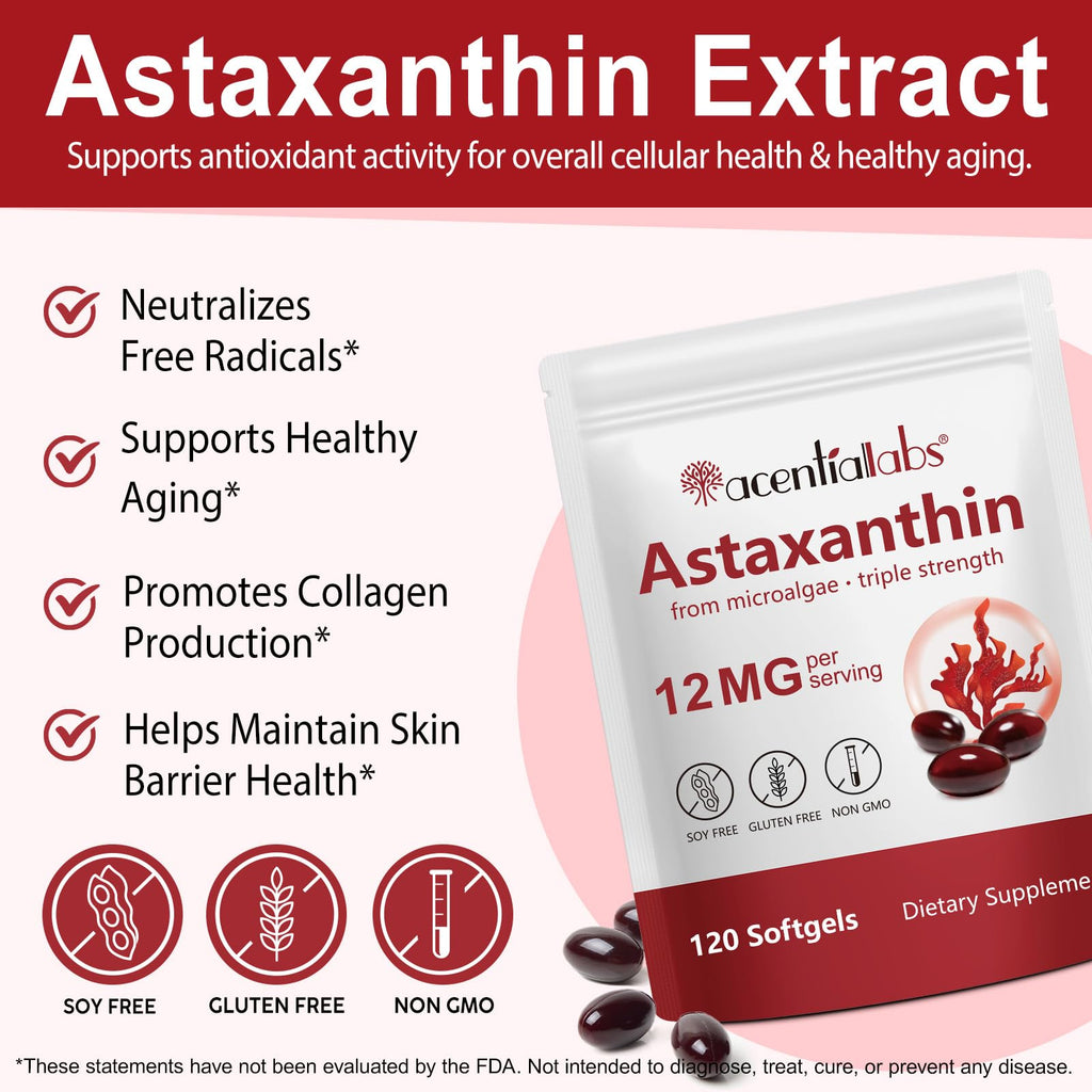High potency 12 mg Astaxanthin capsules