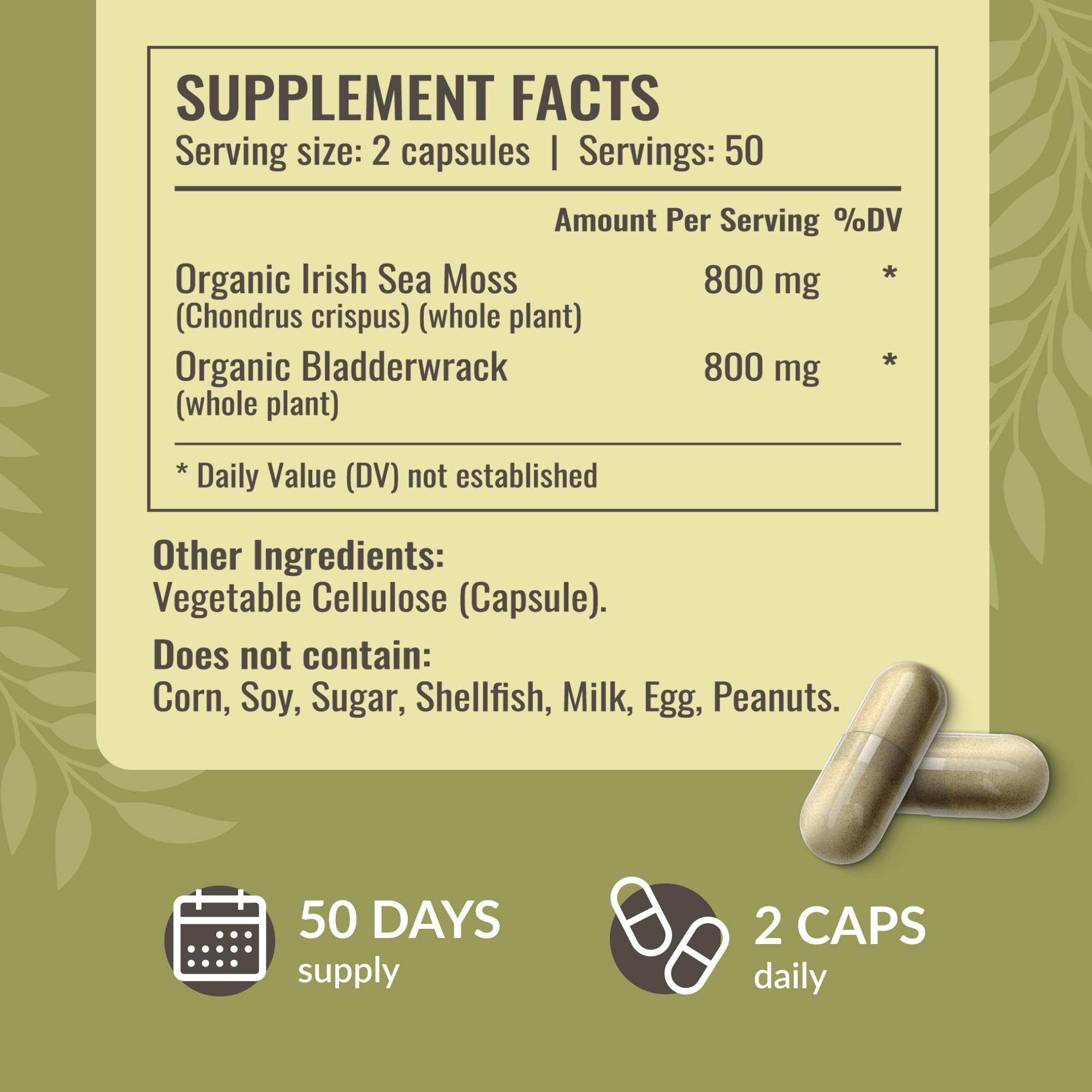 High potency 1600mg sea moss capsules