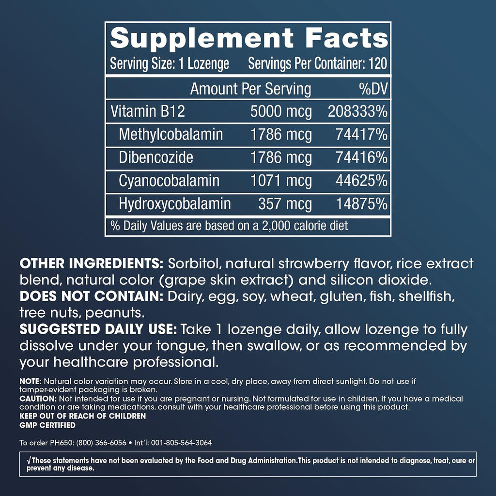 High potency 5000 mcg Vitamin B12