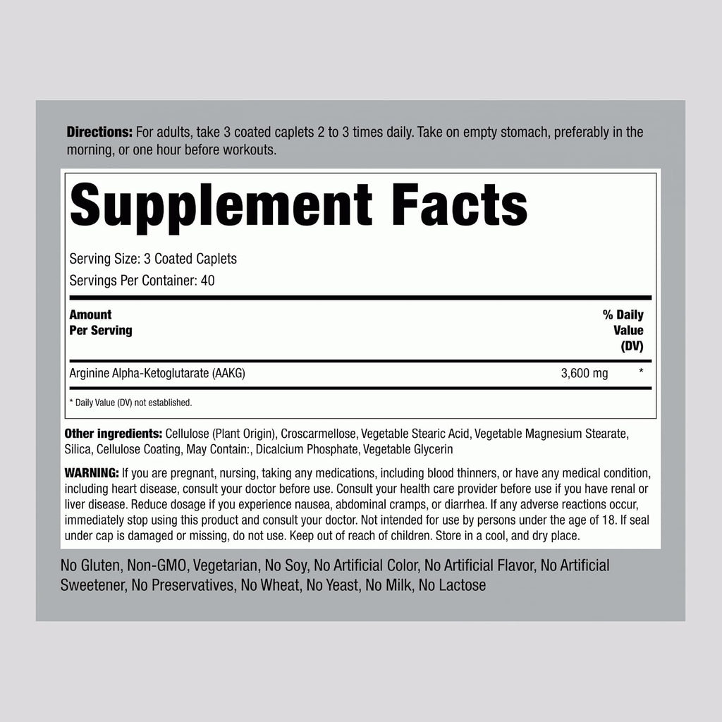 High potency AAKG caplets for energy