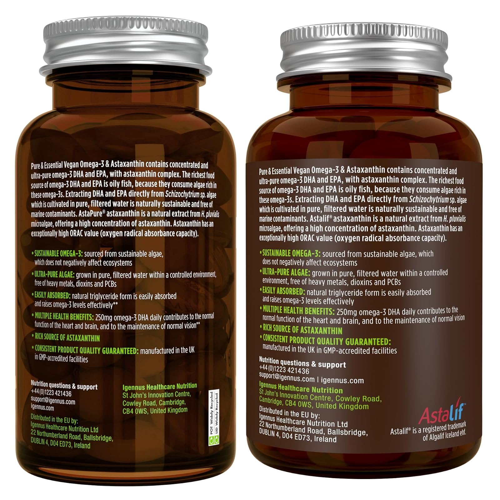 High potency algae omega capsules
