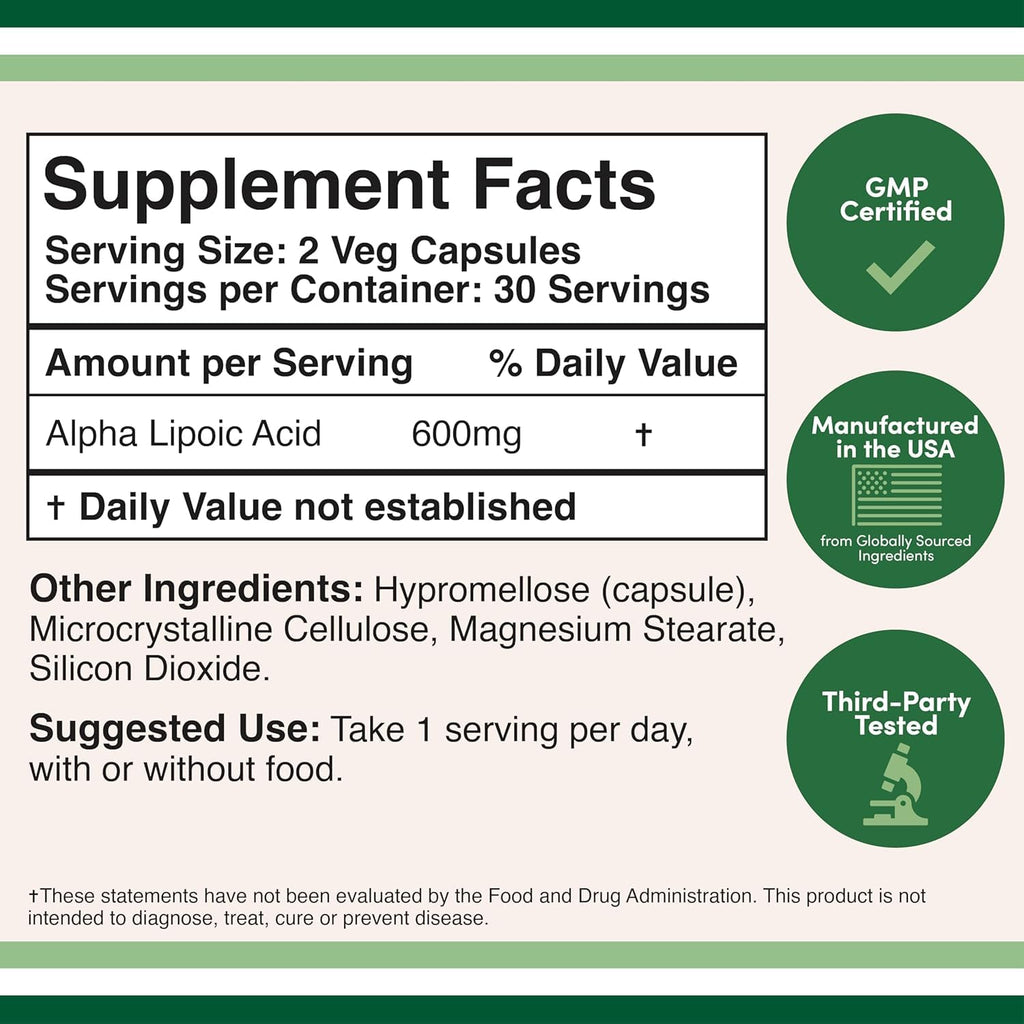 high potency alpha lipoic acid capsules