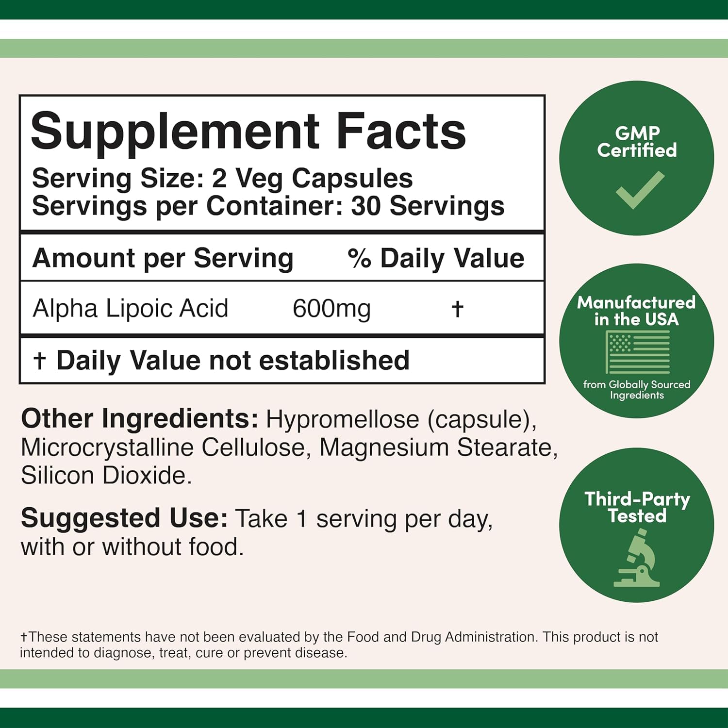 high potency alpha lipoic acid capsules