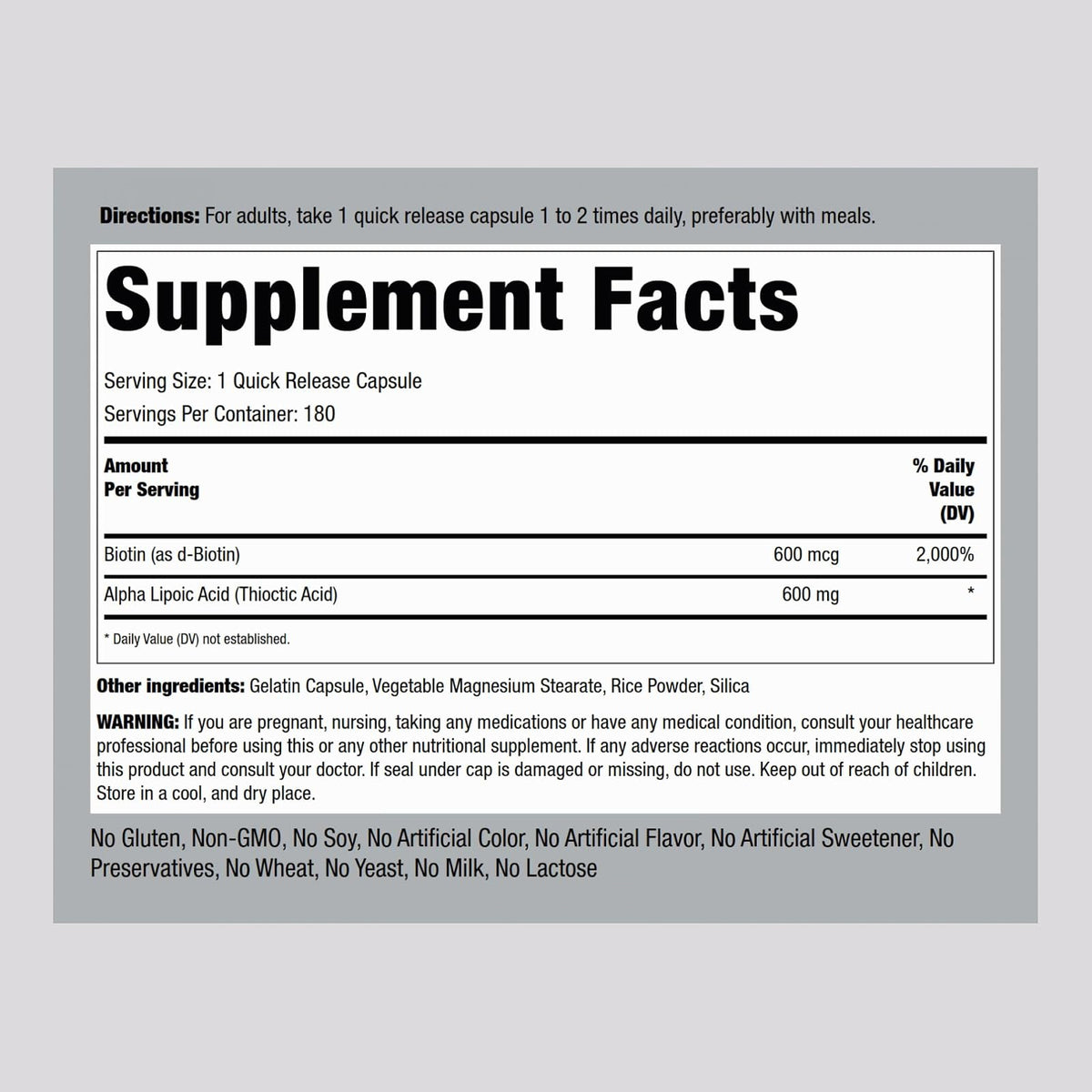 High potency Alpha Lipoic Acid supplement