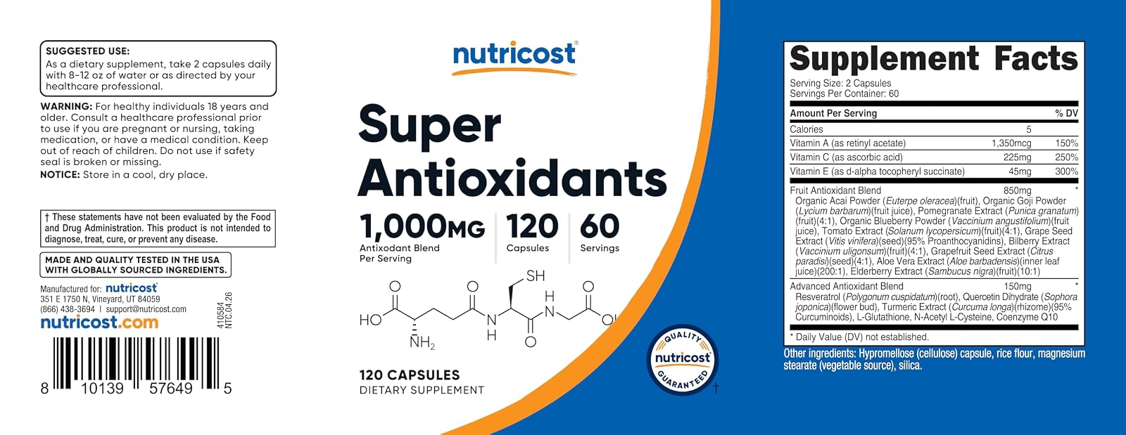 High potency antioxidants for overall health