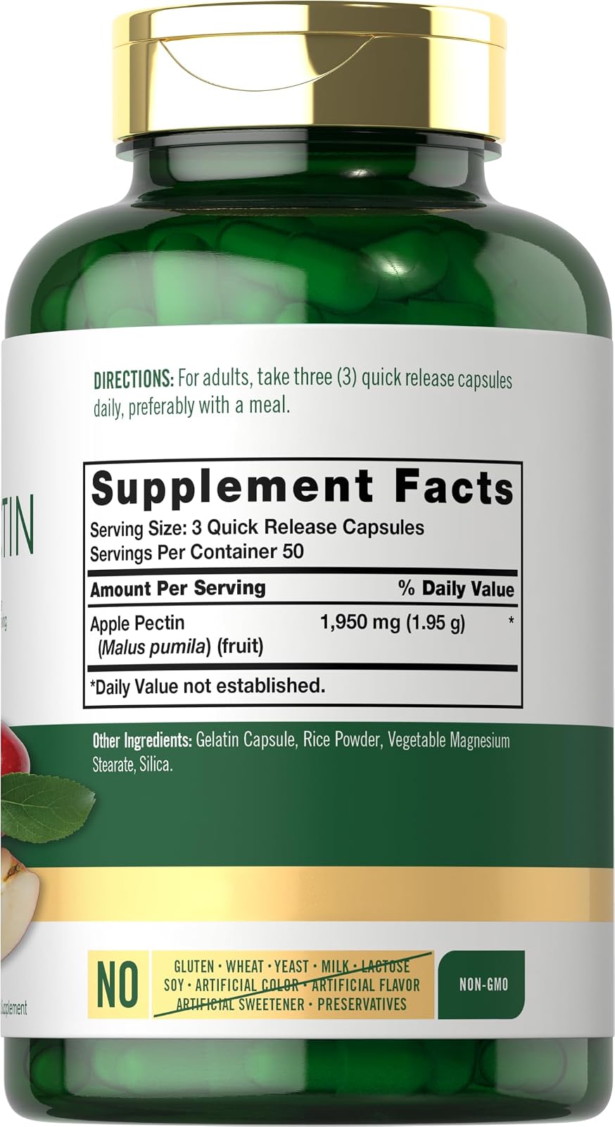 High potency apple pectin 1950 mg