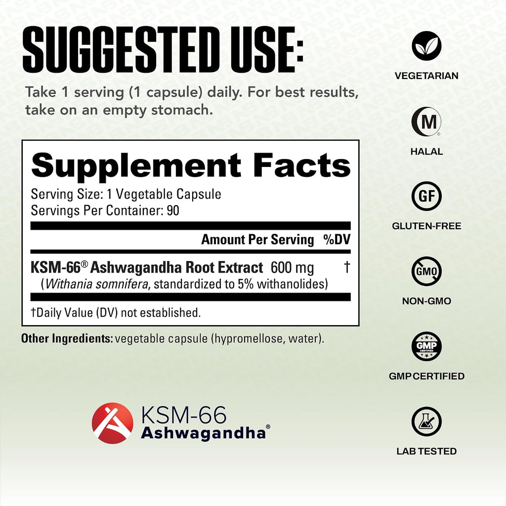 High potency ashwagandha 600 mg capsules