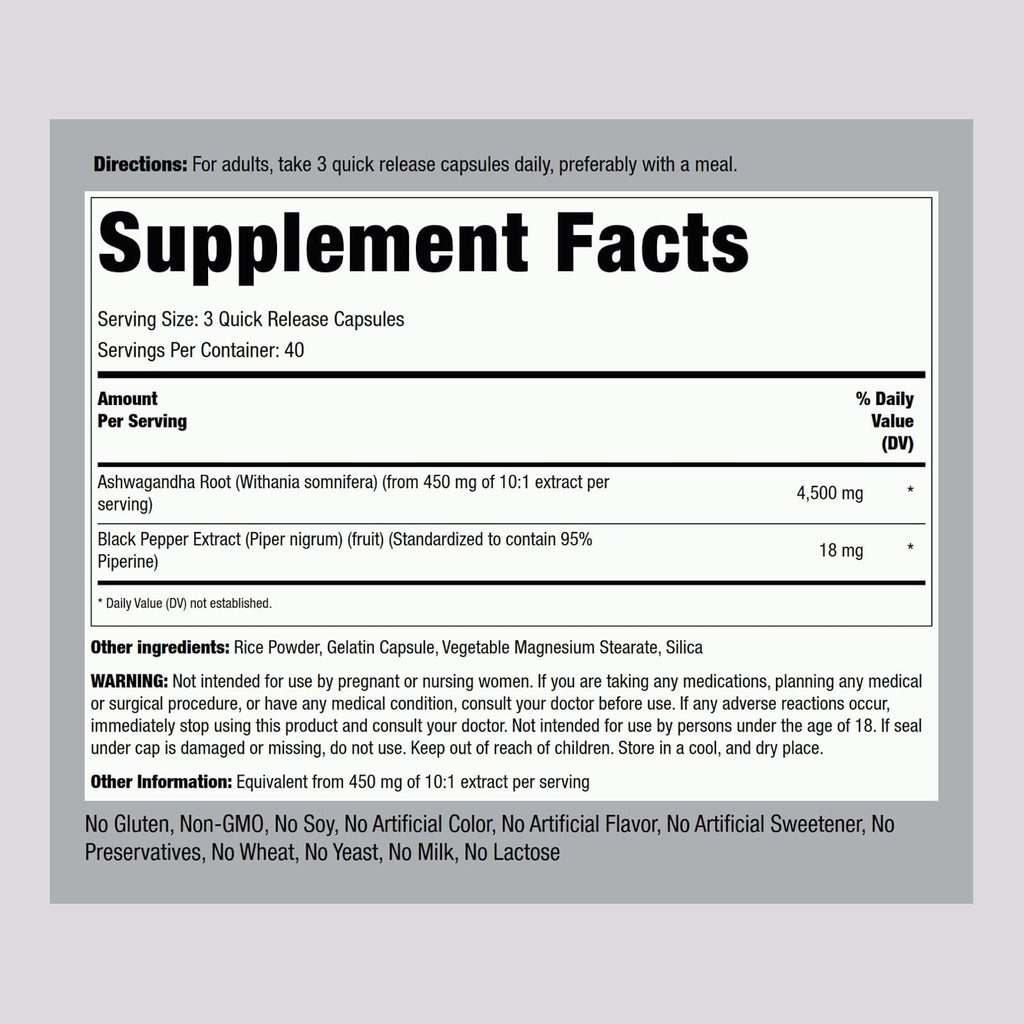 High potency ashwagandha capsules
