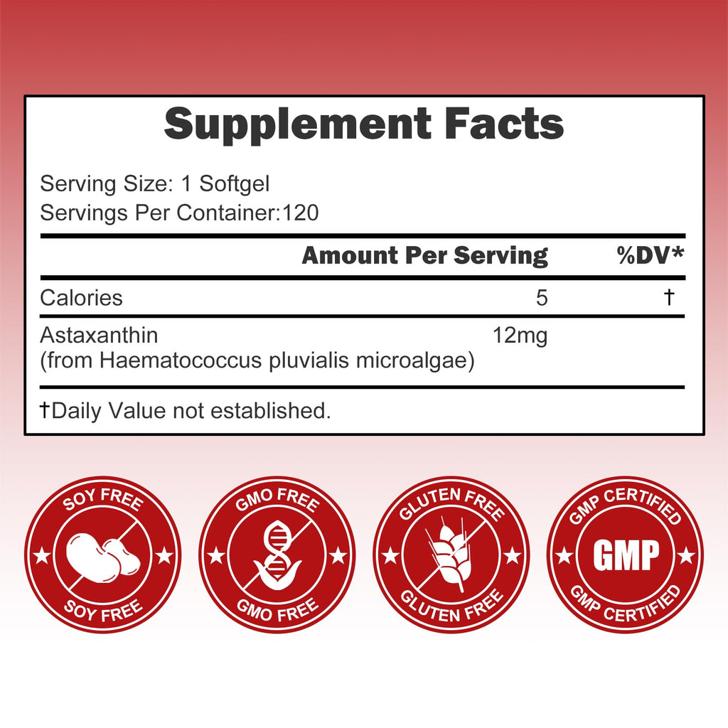 High potency Astaxanthin 12 mg capsules