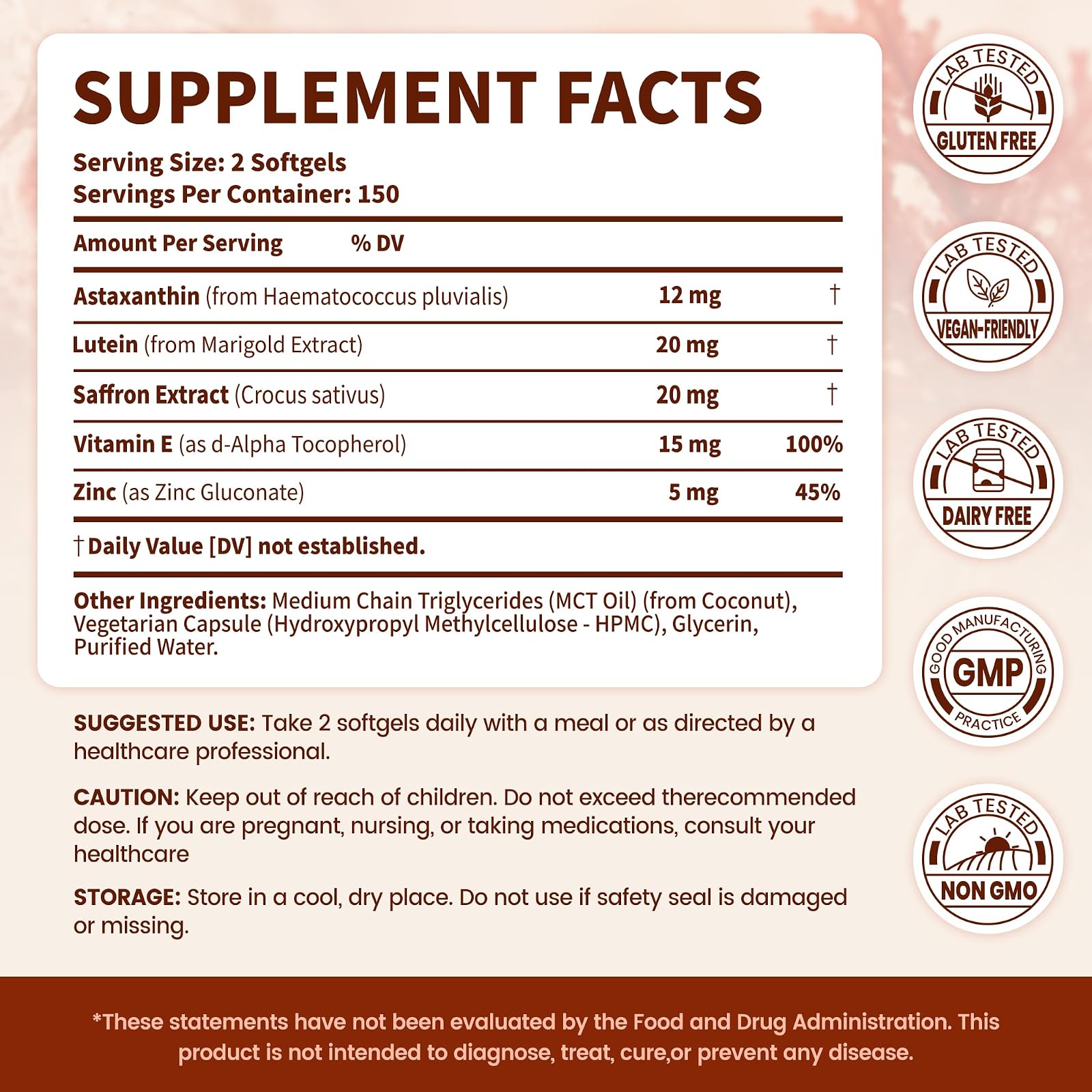 high potency Astaxanthin with Lutein