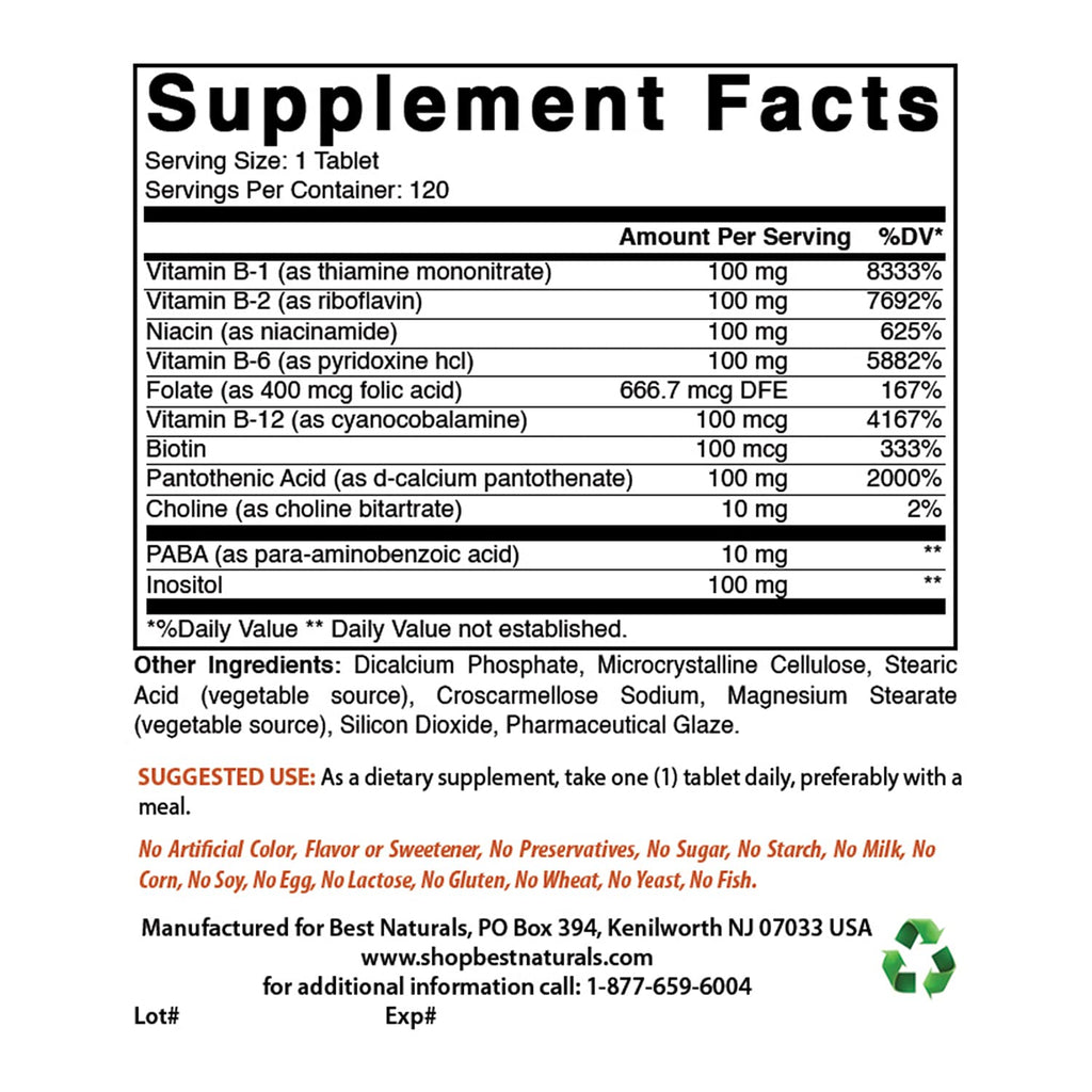 high potency b-100 complex vitamins