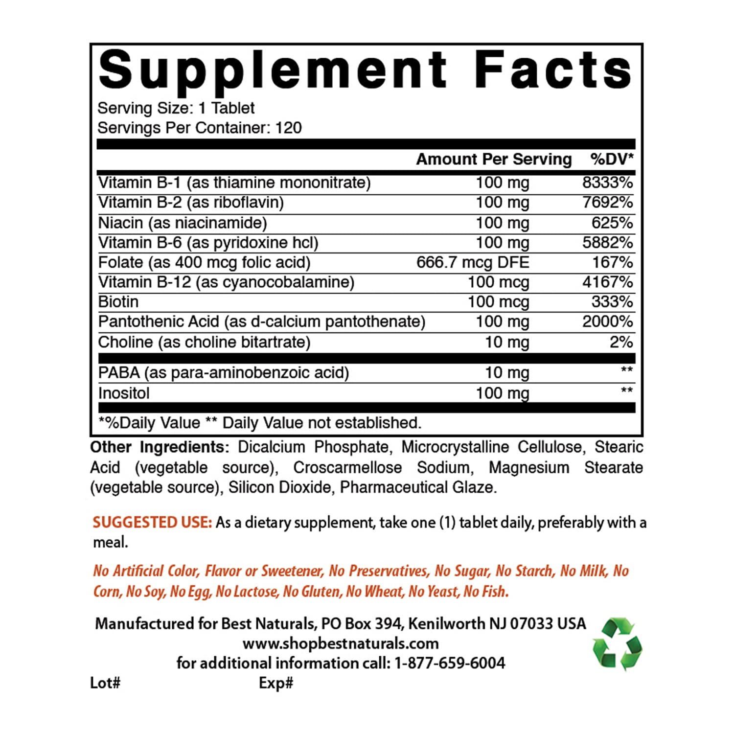 high potency b-100 complex vitamins