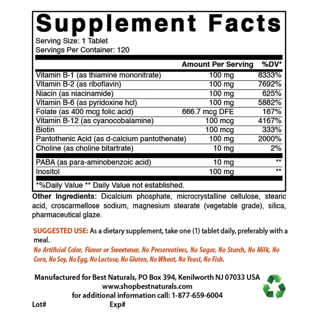 high potency b 100 complex vitamins