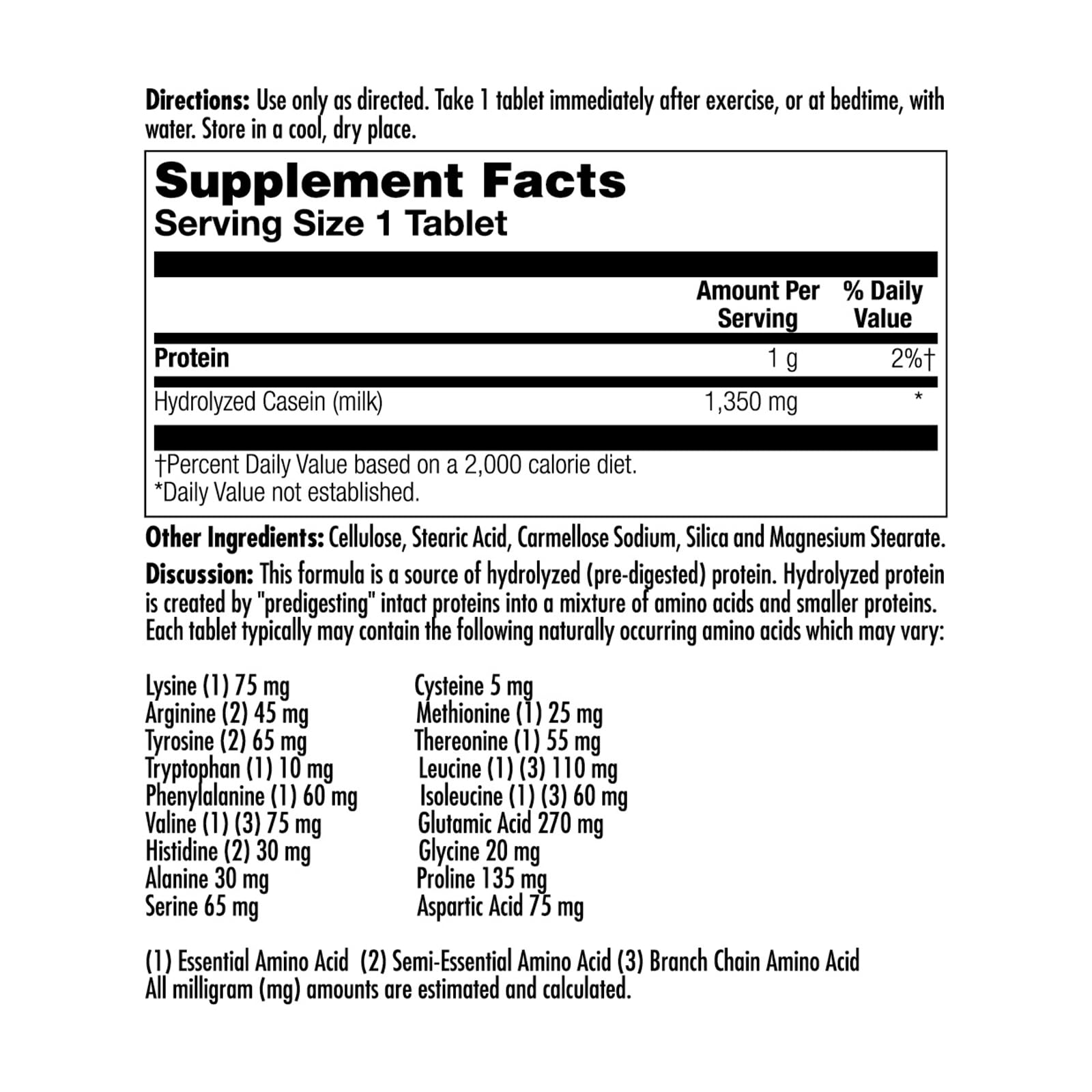 High potency BCAA supplement tablets
