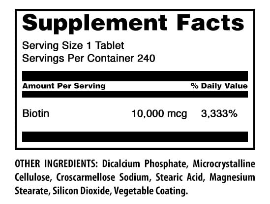 High potency biotin 10000 mcg tablets