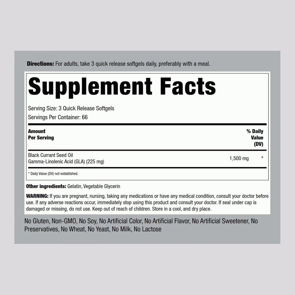 High potency black currant oil capsules