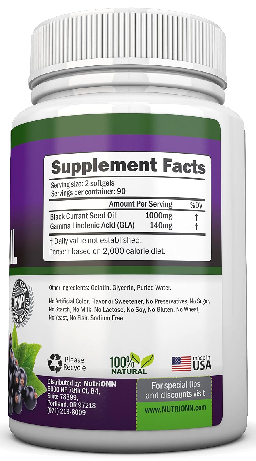 High potency black currant oil softgels