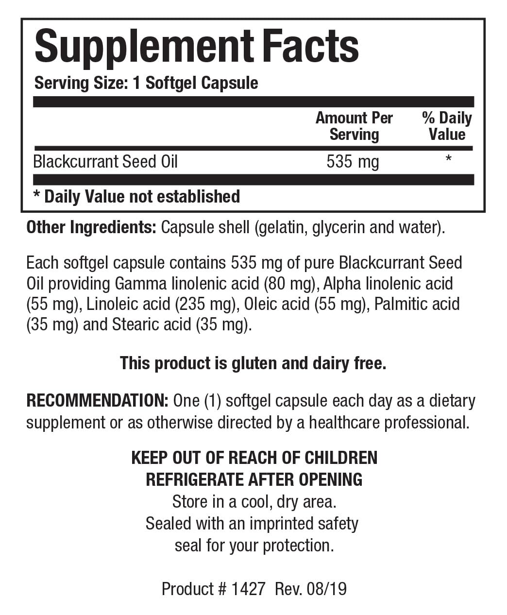 High potency black currant softgels