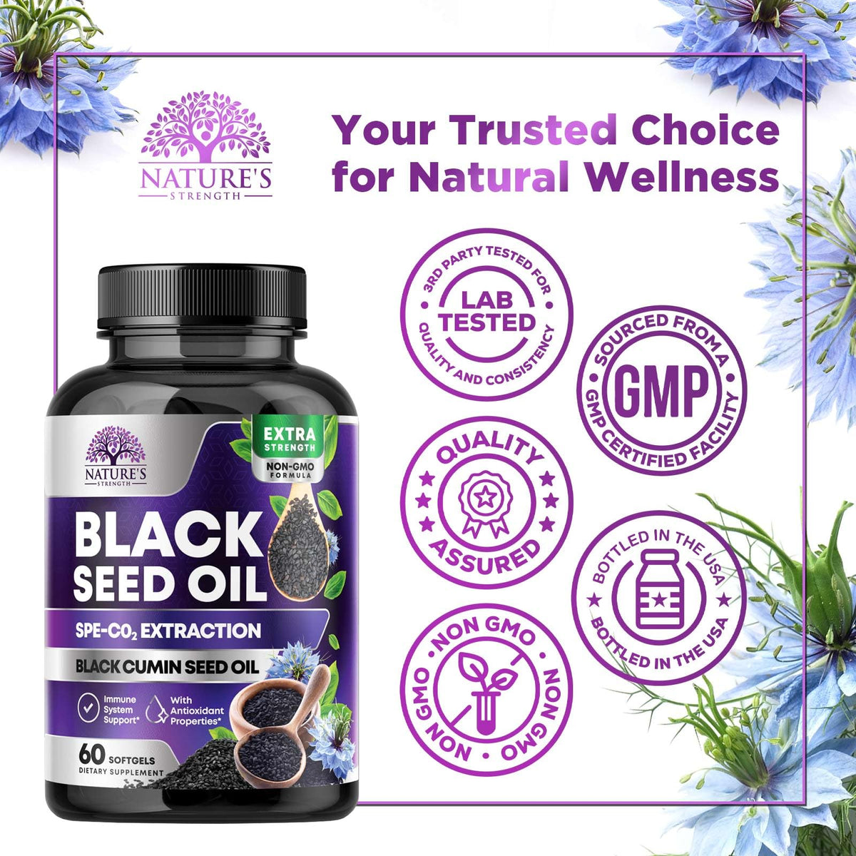High potency black seed oil capsules