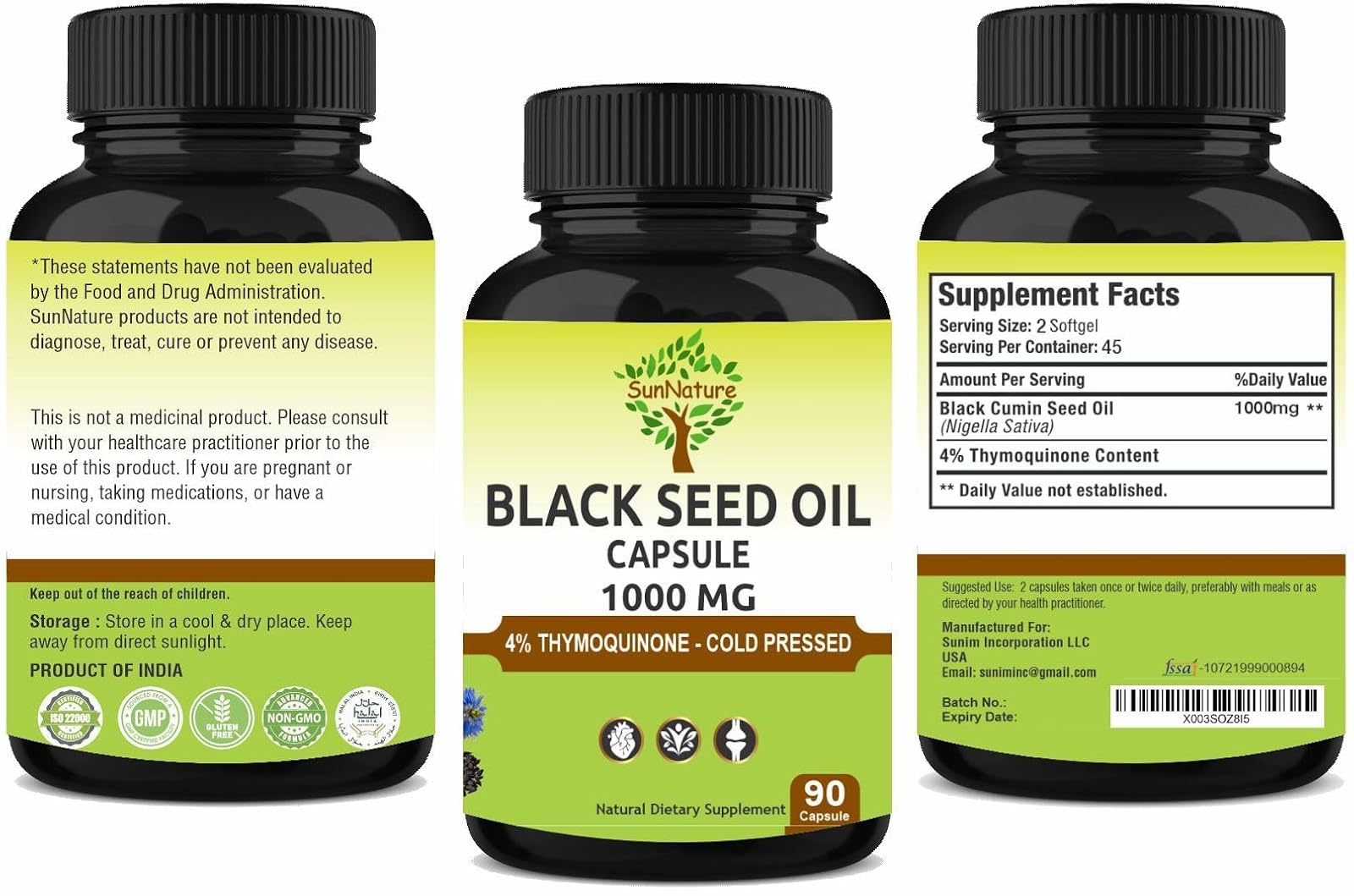 High potency black seed oil capsules