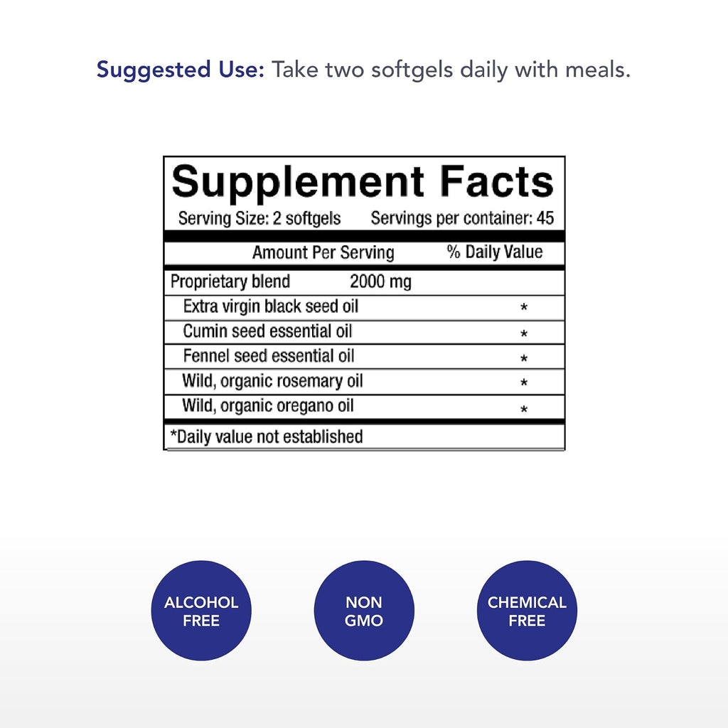 High potency black seed oil softgels