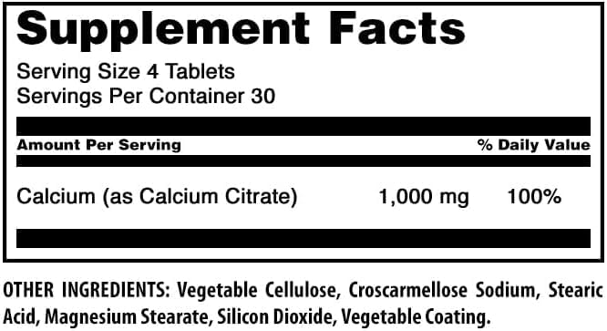 high potency calcium citrate tablets