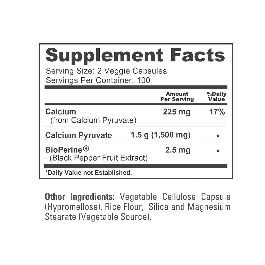 High potency calcium pyruvate formula