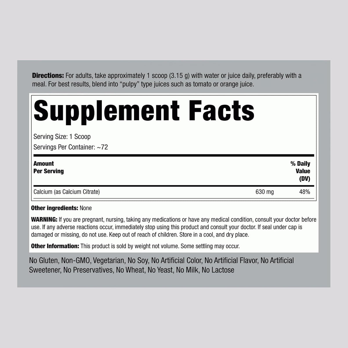 High potency calcium supplement