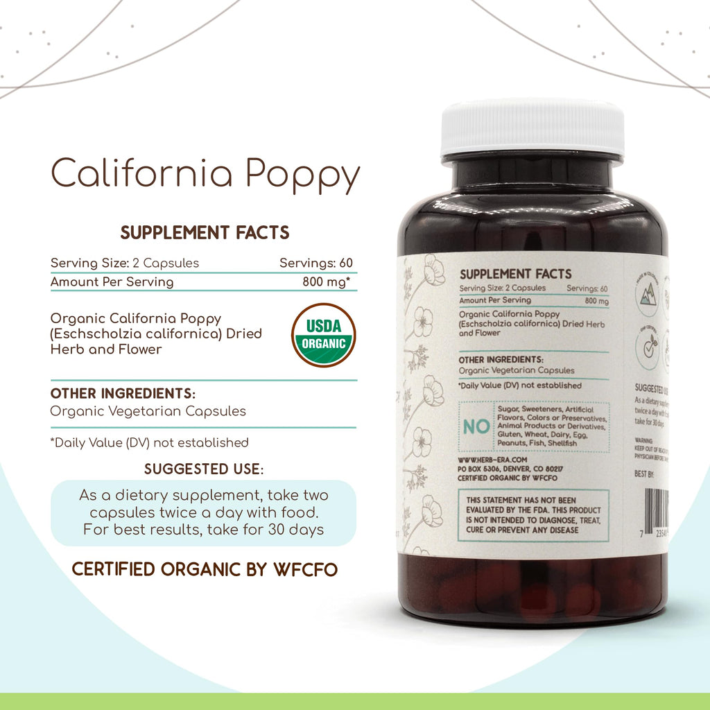high potency California Poppy capsules 800 mg
