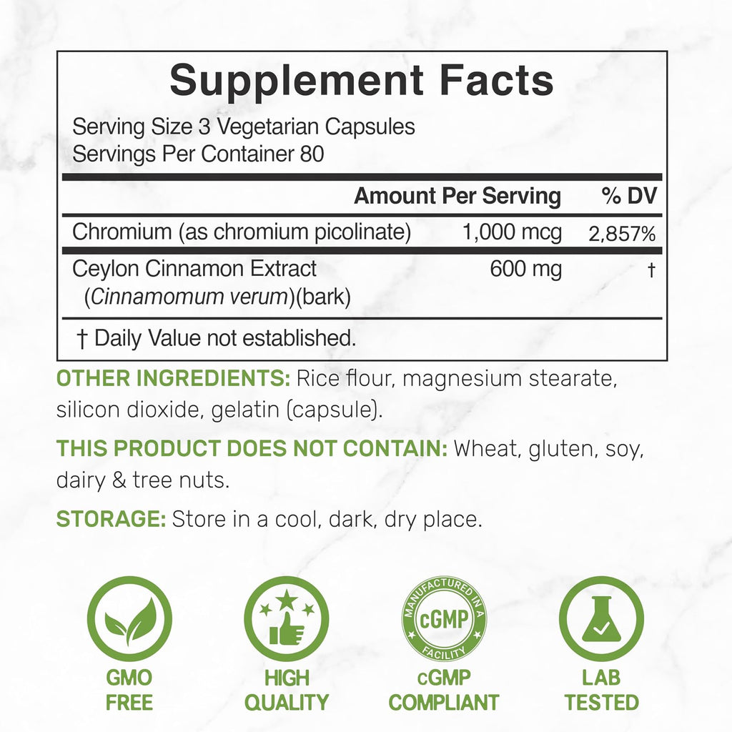 High potency Ceylon cinnamon with chromium