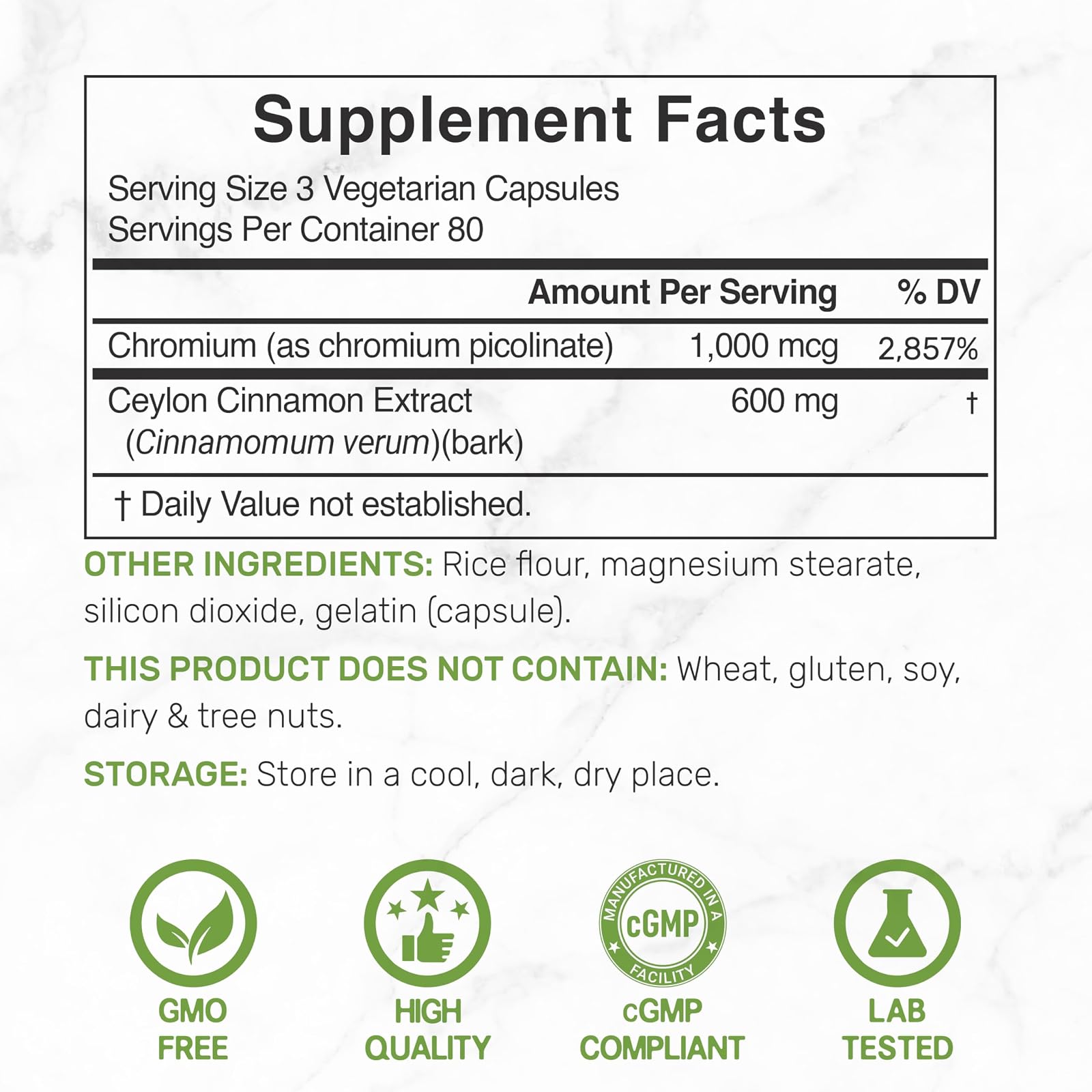 High potency Ceylon cinnamon with chromium