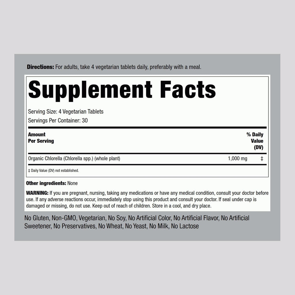 High potency chlorella tablets 1000 mg