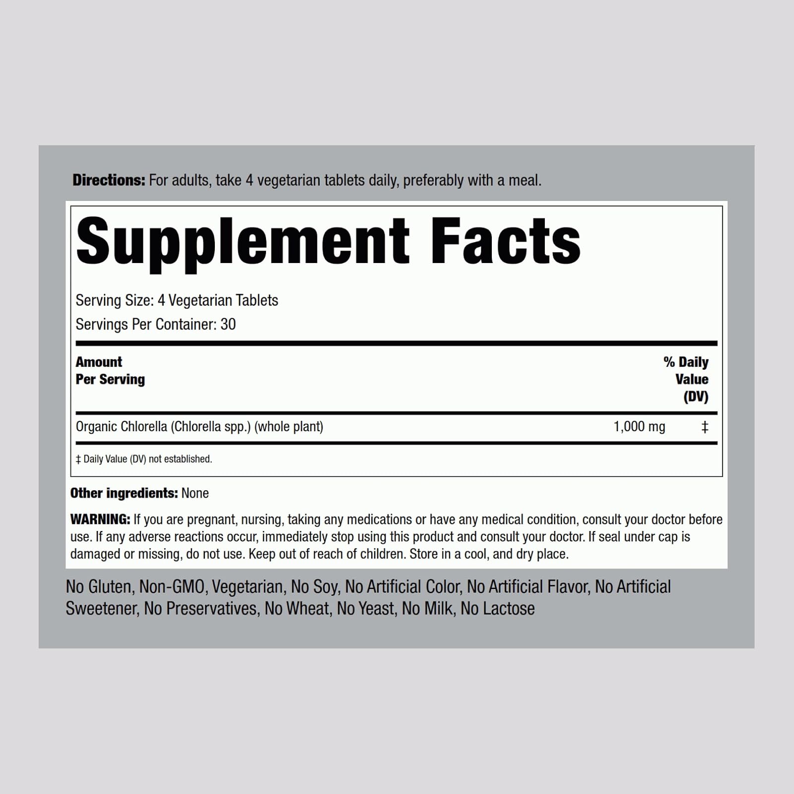 High potency chlorella tablets 1000 mg