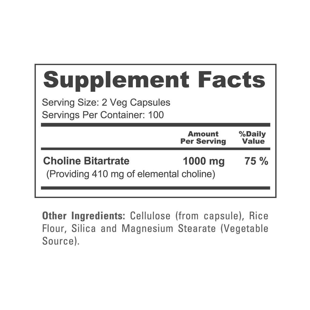 High potency Choline Bitartrate capsules