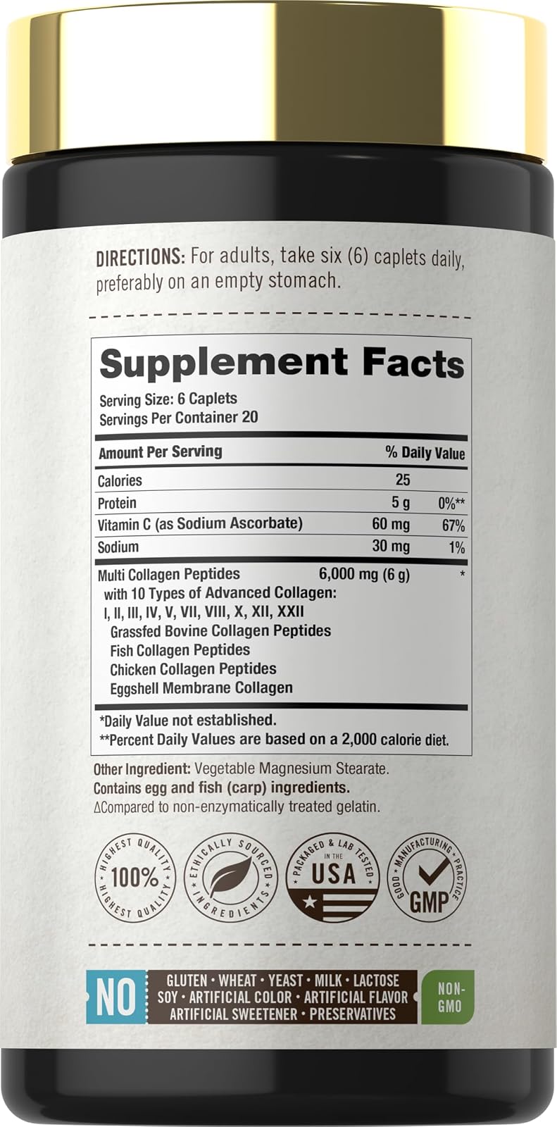 High potency collagen caplets